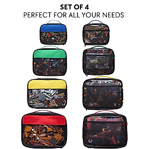 KIBAGA Premium Toy Storage Bags Compatible with LEGO Bricks - Set of 4 Bags With Labels, Handles & Pockets For Easy Organizing - Quality Bliss Bins for Keeping Puzzles & Board Games Stored with Ease