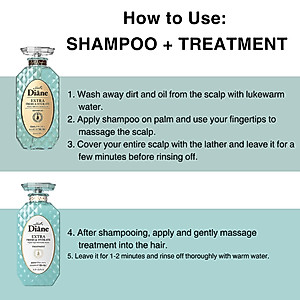 Moist Diane Perfect Beauty Extra Fresh & Hydrate Natural Hair Shampoo with Pump for Men & Women, Organic Keratin Hydrating & Moisturizing Japanese Haircare Products for Dry, Damaged Hair 15.2 fl oz