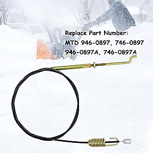 Hirldeea 946-0897 Auger Clutch Cable for MTD Craftsman Cub Cadet Ryobi Yard Man Husky Troy-Bilt Snowblowers 946-0897A 746-0897 746-0897A, Cable Length 45"