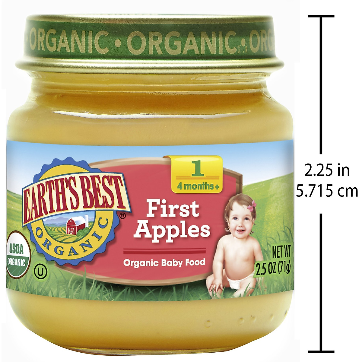 Earth's Best Organic Stage 1 Baby Food, First Apples, 2.5 oz. Jar