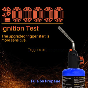 Propane Torch Head, Trigger Start Propane Gas Torch Kit with Self Ignition & Adjustable Knob, Pencil Flame Welding Torch Fuel by Propane Gas（CSA Certified)