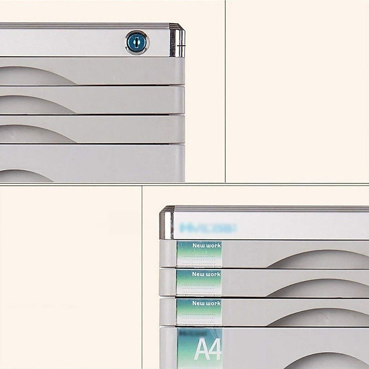 LEYT Flat File Cabinet, 8-Layer Lockable Aluminum Alloy Data Office Storage Drawer for Home Office Supplies Silver