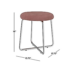 Hillsdale Round Backless Metal Vanity Stool with Upholstered Seat, Pink, 51111