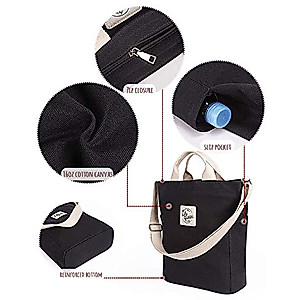 Lily queen Women Crossbody Canvas Tote Casual Shoulder Purse Bag Durable (Black)