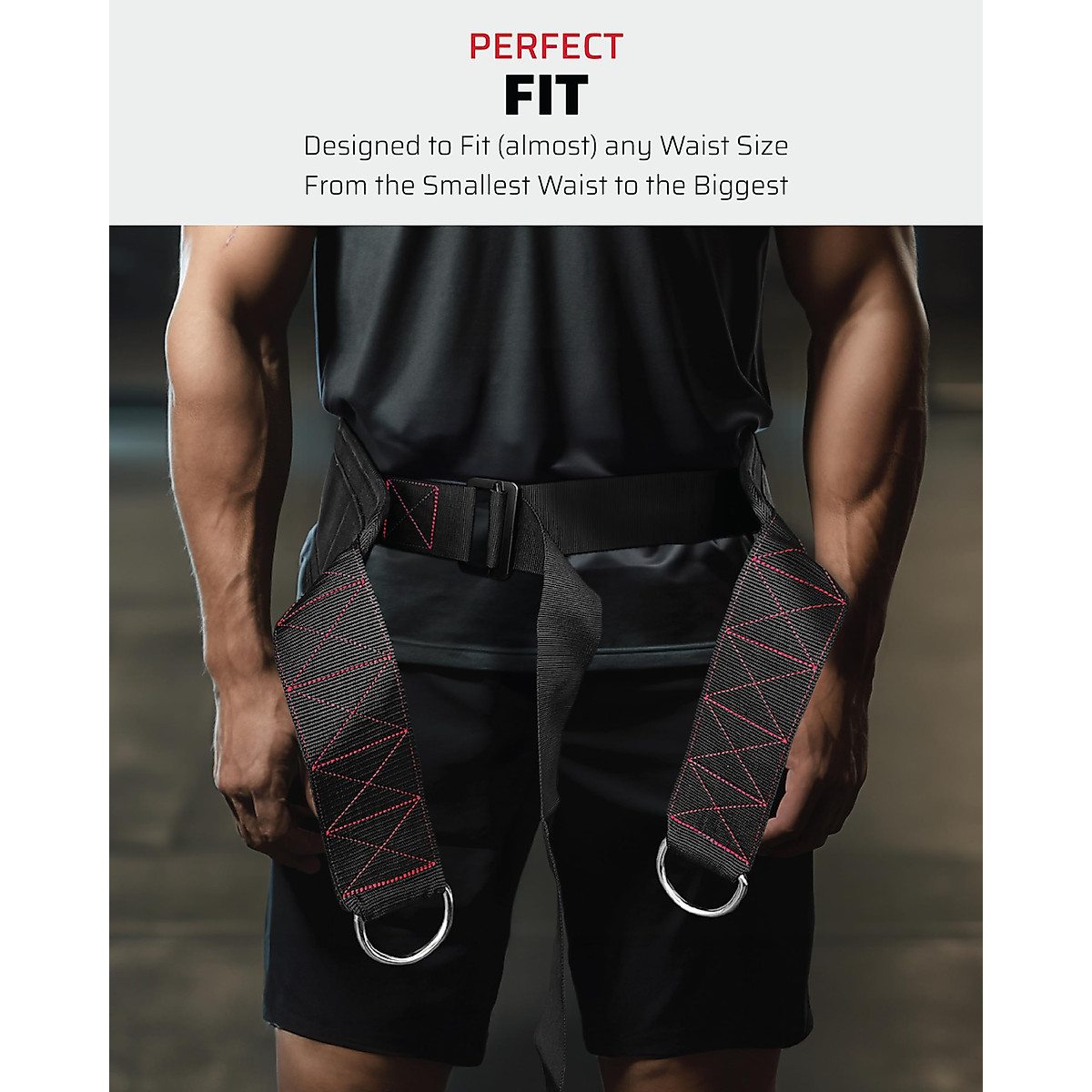THEFITGUY Sled Pulling Belt, Adjustable Closure, 2 Sled Pulling Straps & 4 Hooks Included - for Resistance Training, Strength Training, Agility, Pulling Backwards, Front and Sides