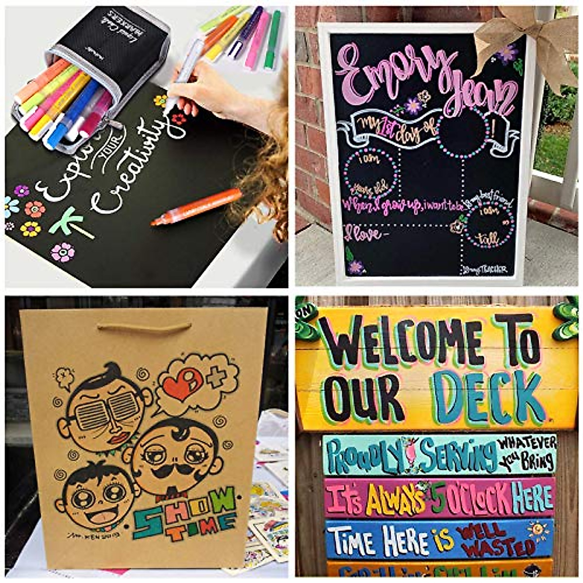 HUIHUIBI Liquid Chalk Markers 15 Colors Washable & Wet Erase Neon Chalk Pens Erasable Board Marker Dry Erase Marker Pen for Blackboard, Chalkboards, Windows, Glass, Bistro, Signs