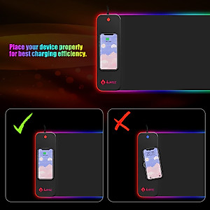 AURTEC RGB Gaming Mouse Pad with 15W Fast Wireless Charging, Extra Large Waterproof and Non-Slip Rubber Base Mouse and Keyboard Mat with 10 Lighting Modes, for Gaming, Working, PC, Mac.