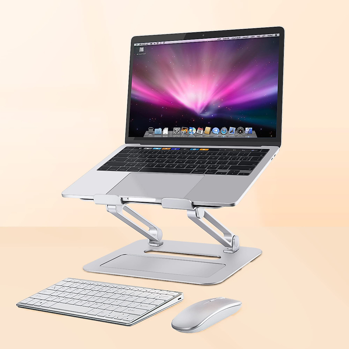 TRUNIUM Laptop Stand, Laptop Holder, Multi-Angle Stand with Heat-Vent, Adjustable Laptop Riser for Laptop up to 15.6 inches, Compatible for MacBook Pro/Air, Surface Laptop, and so on (Silver)
