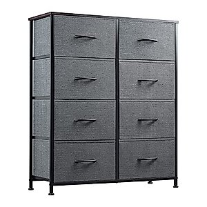 WLIVE Dresser with 8 Drawers, Fabric Dresser for Bedroom, Hallway, Nursery, Entryway, Closets, Sturdy Metal Frame, Wood Tabletop, Easy Pull Handle, Charcoal Gray