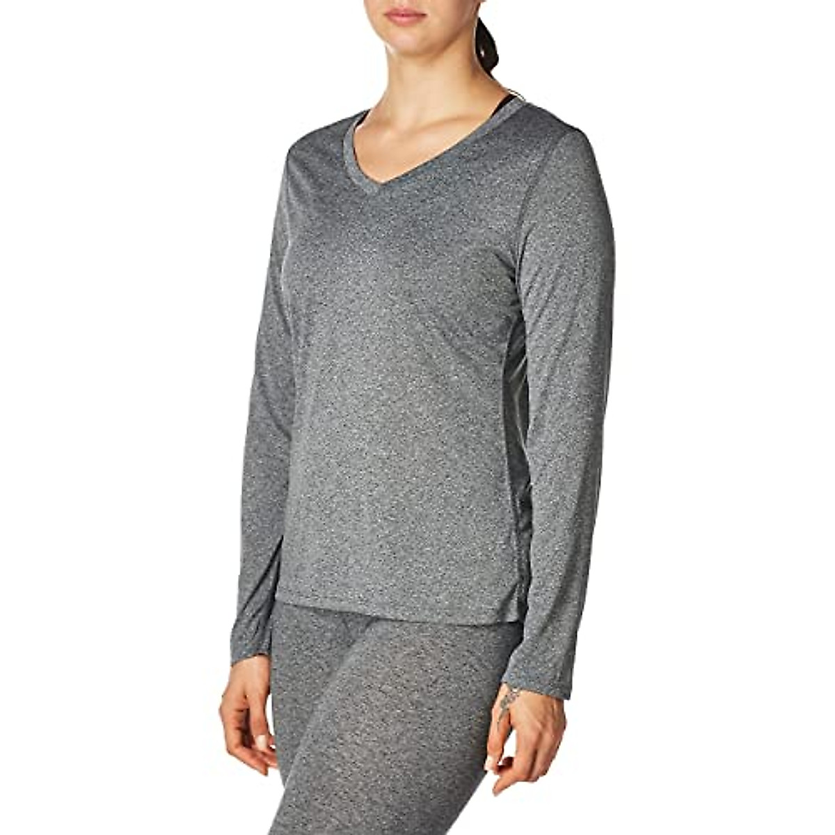 Hanes womens O9309 athletic shirts, Black Heather, Large US