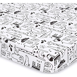 The Peanutshell Fitted Pack n Play, Playard, Mini Crib Sheets for Baby Boys or Girls | 2 Pack Set | Zoo Animals and Tribal Stripes