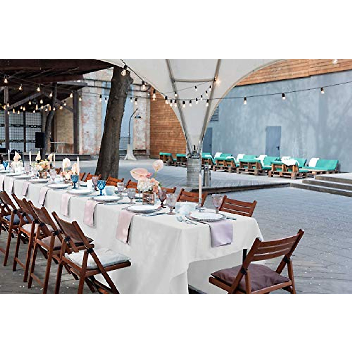 YLZYAA Rectangle Tablecloth - 60 x 102 Inch - White Rectangular Table Cloth for 6 Foot Table in Washable Polyester - Great for Buffet Table, Parties, Holiday Dinner, Wedding & More