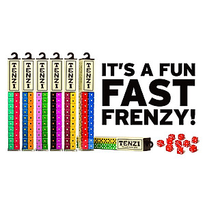 TENZI Dice Party Game - A Fun, Fast Frenzy for The Whole Family - 4 Sets of 10 Colored Dice with Storage Tube - Colors May Vary