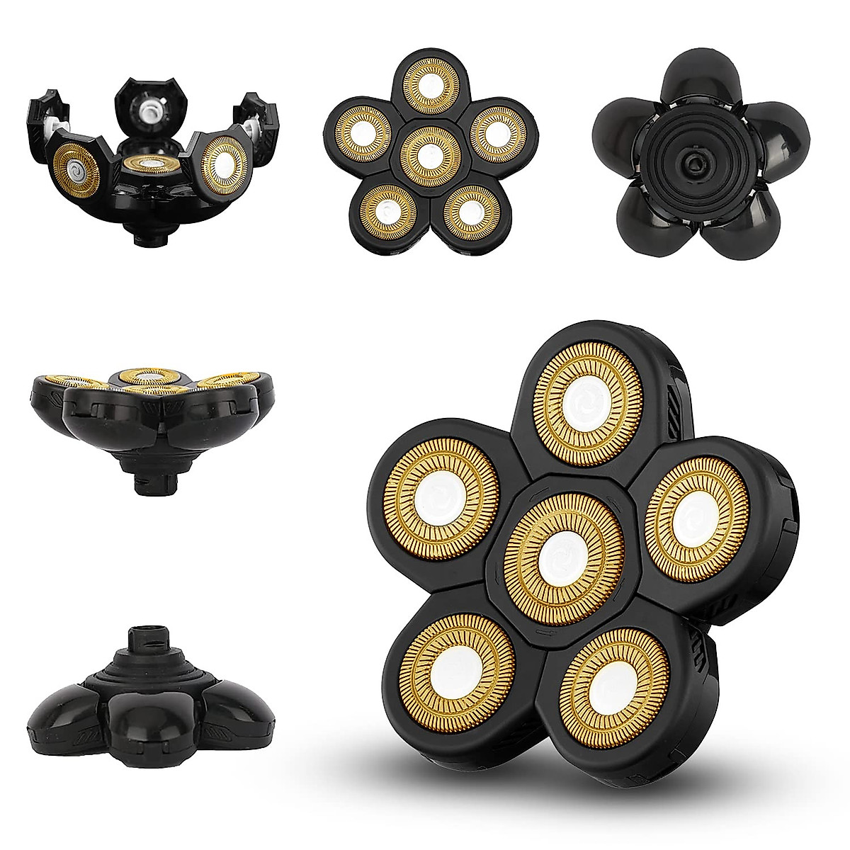 Electric Shaver Replacement Head Upgraded 6D Mens Electric Shaving Head Freedom Bald Shavers Blades Wet & Dry Electric Razor Floating Replacement Heads Close Head Shavers Replacement Blades（Gold）