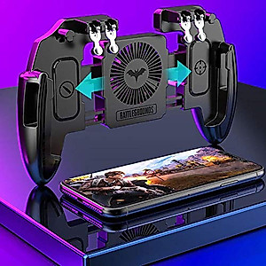 FURZEQIFA PUBG Mobile Controller Joystick Turnover Button Gamepad for PUBG iOS Android Six Finger Operating Gamepad With Cooling Fan