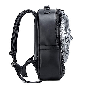 Berchirly 3D Skull Pu Leather Backpacks Women Small School College Bookbag Backpack Black