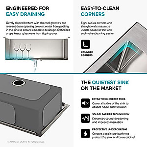 Kraus KCA-1102 Stark Dual Mount Drop Sink and Pull-Down Commercial Kitchen Faucet Combo in Stainless Steel Finish, 33"- Single Bowl