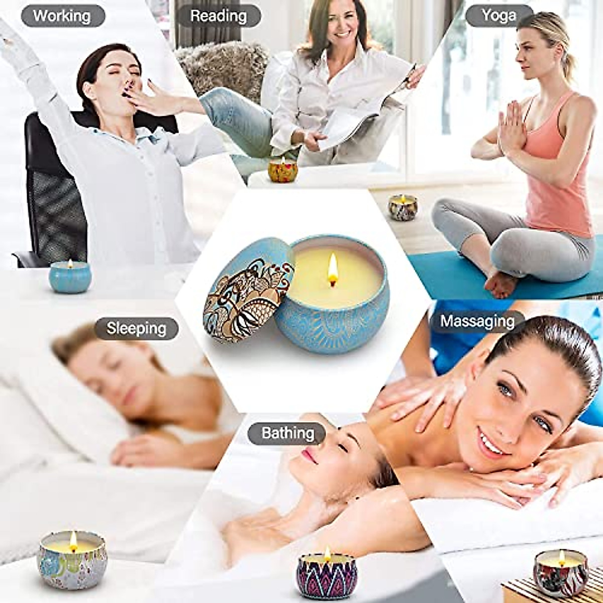 12 Pack Scented Candles Gift Set, Aromatherapy Candles Gifts for Women, 8% Essential Oil, 240H Long Last Burning Stress Relief Candles, Soy Candles for Birthday, Mother's Day, Anniversary, Christmas