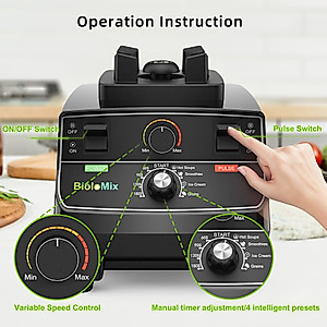 Biolomix Professional Smoothie Blender, Countertop Blender,Commercial Blender 2200W High Power with 68oz Pitcher, Smart Presets,blenders for kitchen for Ice, Soup,Frozen Dessert With 1 Juice Bottle