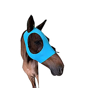 TGW RIDING Horse Fly Mask Super Comfort Horse Fly Mask Elasticity Fly Mask with Ears We Only Make Products That Horses Like (Pacific Blue, L)