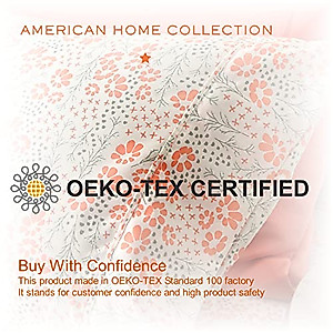 American Home Collection 6 Piece Print Bedding Sheets & Pillowcases Set Brushed Microfiber Wrinkle Free 14 Inches Deep Pocket Coral Patterned Sheets (Queen, Peach Floral)