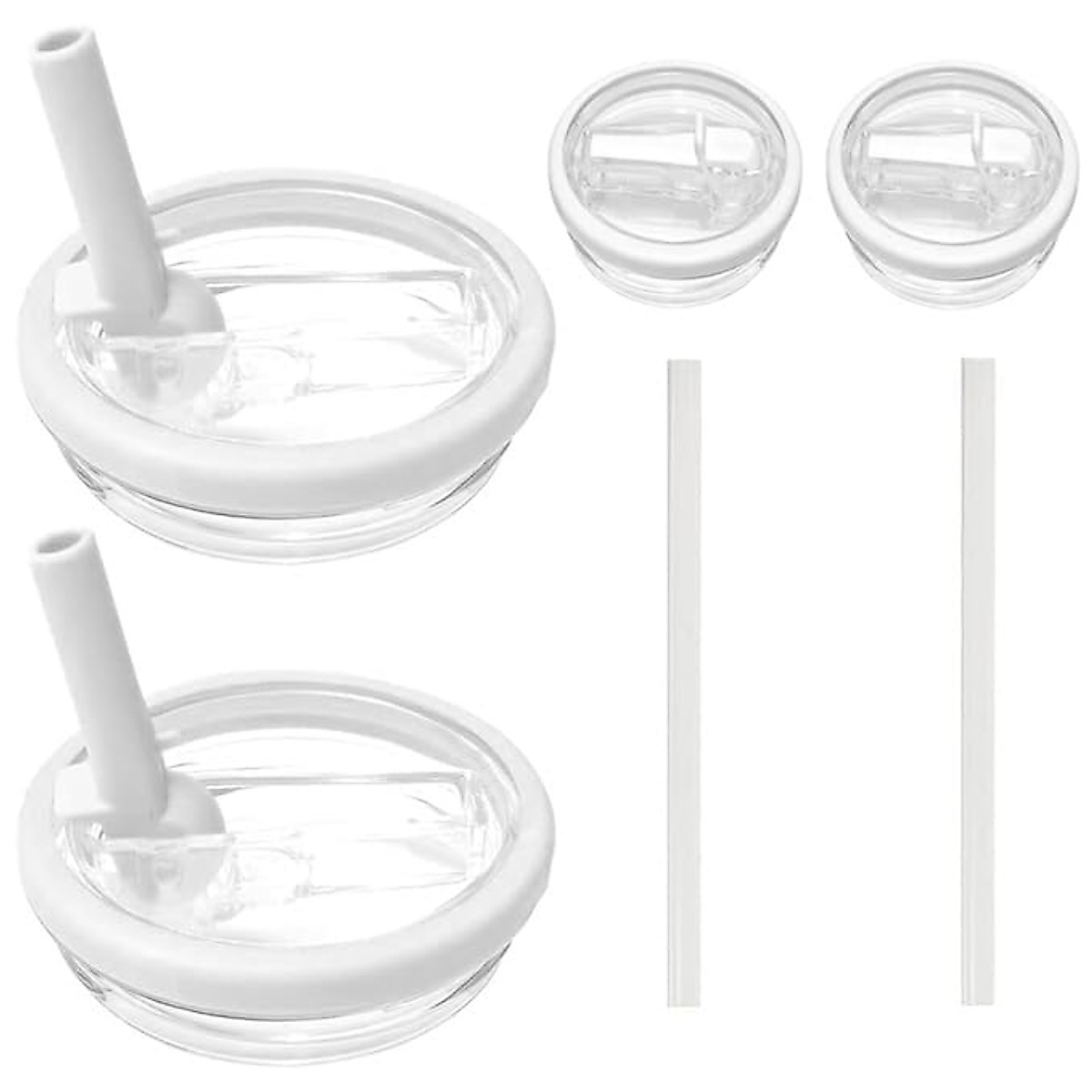 2 Pack 40 oz Tumbler Flip Straw Lid Replacement fit for Stanley Quencher, Spill Proof Splash Resistant Tumbler Lids,Dustproof Tumbler Cover, Reusable Tumbler Cover，With straw(White)