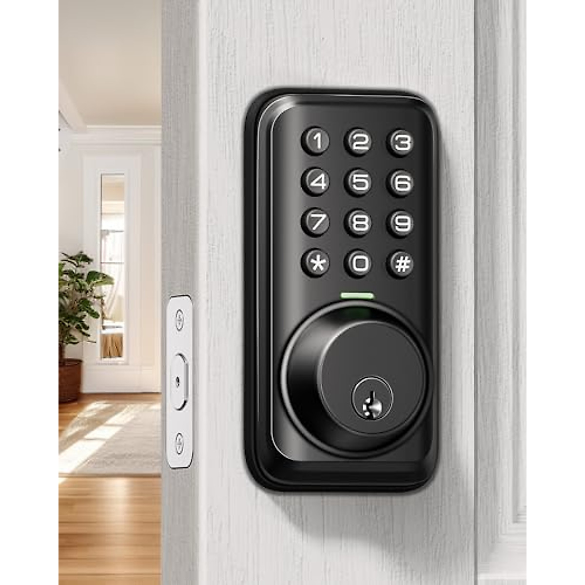 Veise Keyless Entry Door Lock, Electronic Keypad Deadbolt Lock, Auto Lock, 1 Touch Locking & 20 User Codes, Anti-Peeking Password, Easy Installation Design - Matte Black