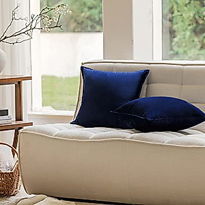 JIAHANNHA Velvet Navy Blue Throw Pillow Covers 18x18 Inches Pack of 2 Soft Decorative Square Cushion Covers for Couch Sofa Bed Livingroom Car,45x45Cm