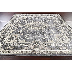 Grey Floral Transitional Turkish Area Rug Oriental Carpet 10x10 Square