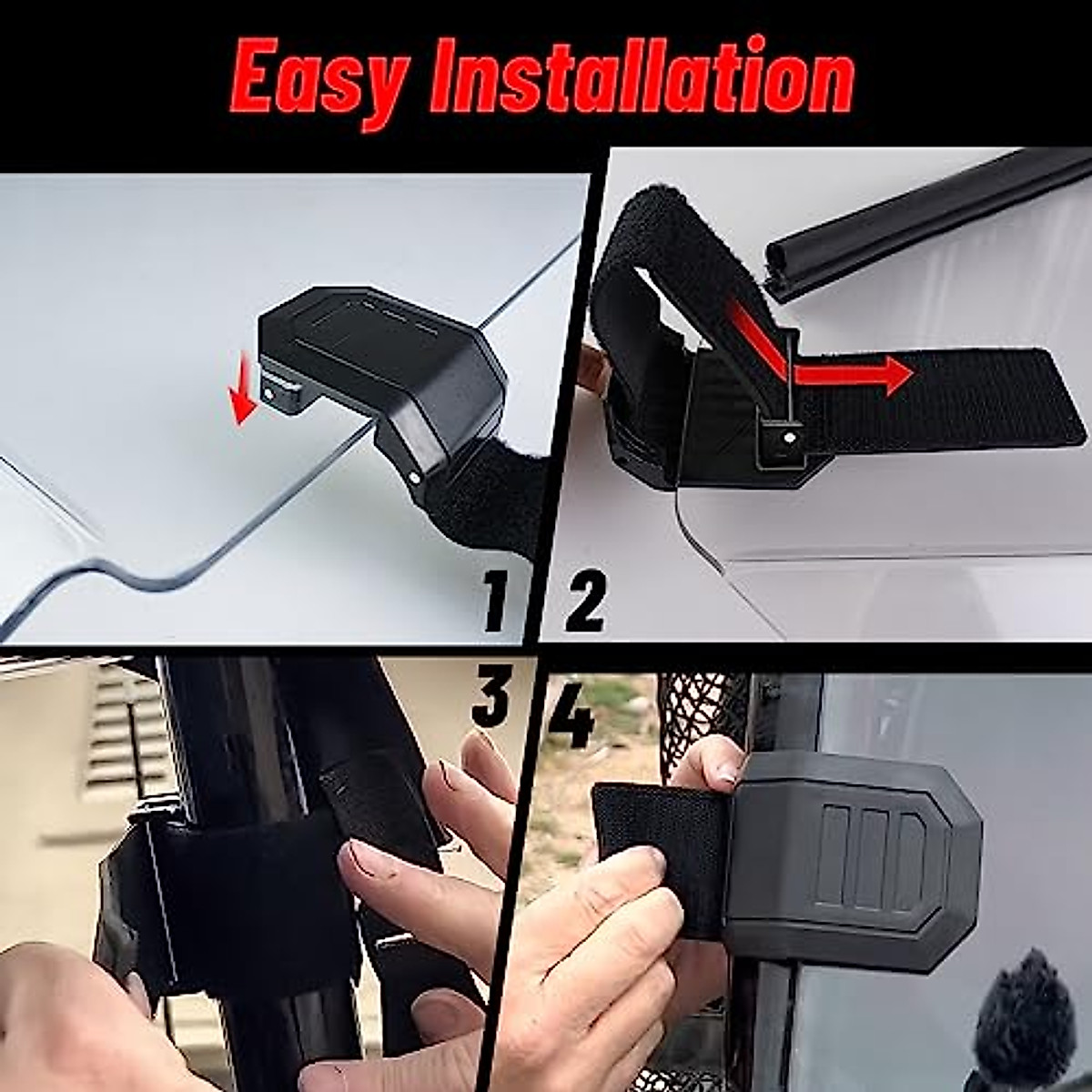 4PCS UTV Windshield Clamps- StarknightMT Adjustable Universal Windshield Clamp Strap Kit Compatible with Polaris RZR Ranger General Maverick x3 Commander Defender Teryx Talon Pioneer