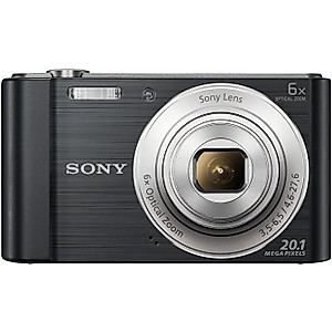Sony Cyber-Shot DSC-W810 Digital Camera (Black) (DSC-W810/B) + 2 x NP-BN1 Battery + 2 x 64GB Card + Corel Photo Software + Case + Charger + Card Reader + Flex Tripod + Cleaning Kit + More (Renewed)