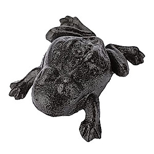 JUXYES Frog Cast Iron Key Hider Outside Spare Door Key Box Outdoor Small Garden Statues Ornament, Frog Indoor Decoration Jewelry Trinkets Box for Key, Ear Studs, Ring, Paper Clip