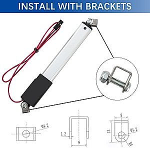 JQDML 4 Inch 4" Stroke 4.3lbs/19.2N Micro Linear Actuator 12V Speed 2"/sec with Mounting Brackets,for Robotics, Home Automation