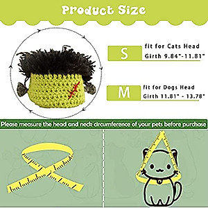 Bonaweite Pet Hat, Dog Cat Handmade Knitted Woolen Yarn Frog Cap, Grooming Accessories Apparels Puppy Teddy Cartoon (S fit for Cats Head Girth 8.66" - 9.44", Punk)