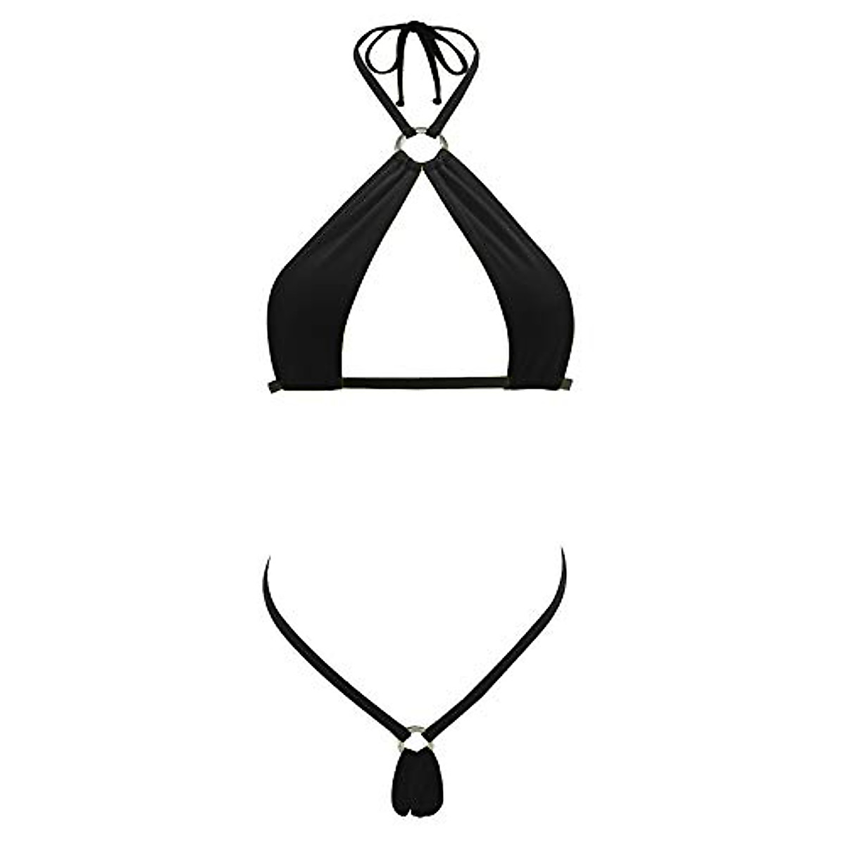 SHERRYLO Extreme Micro Bikini G String Thong Bottom Sexy Slutty Mini Bikinis Two-Piece String Bathing Suit Black