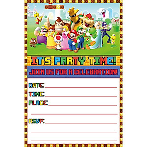 25x Classic Video Game Birthday Invitations – Fill-in Happy Birthday Party Invitations for Kids, 6X4 Inches, Postcard Style