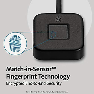 Kensington VeriMark Desktop USB Fingerprint Key Reader - Windows Hello, FIDO U2F, FIDO2 (K62330WW)