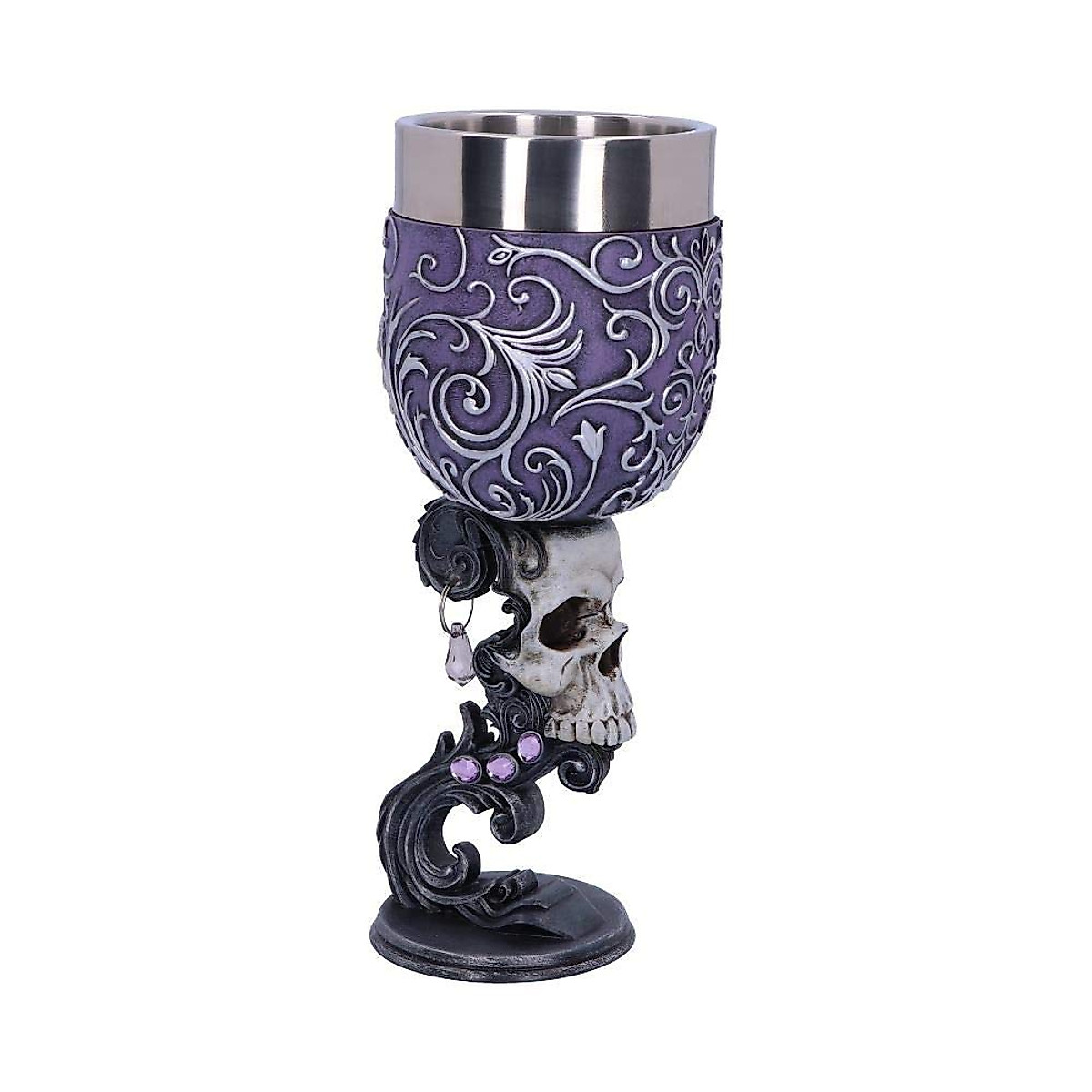 Nemesis Now B5168R0 Deaths Desire Twin Skull Heart Set of Two Goblets, Purple, 18.5cm