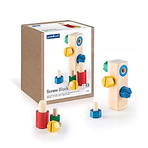 Guidecraft Screw Block - Kids Multi-Color Matching Game, Classic Wooden Toddler Memory and Sensory Skills Development Toy