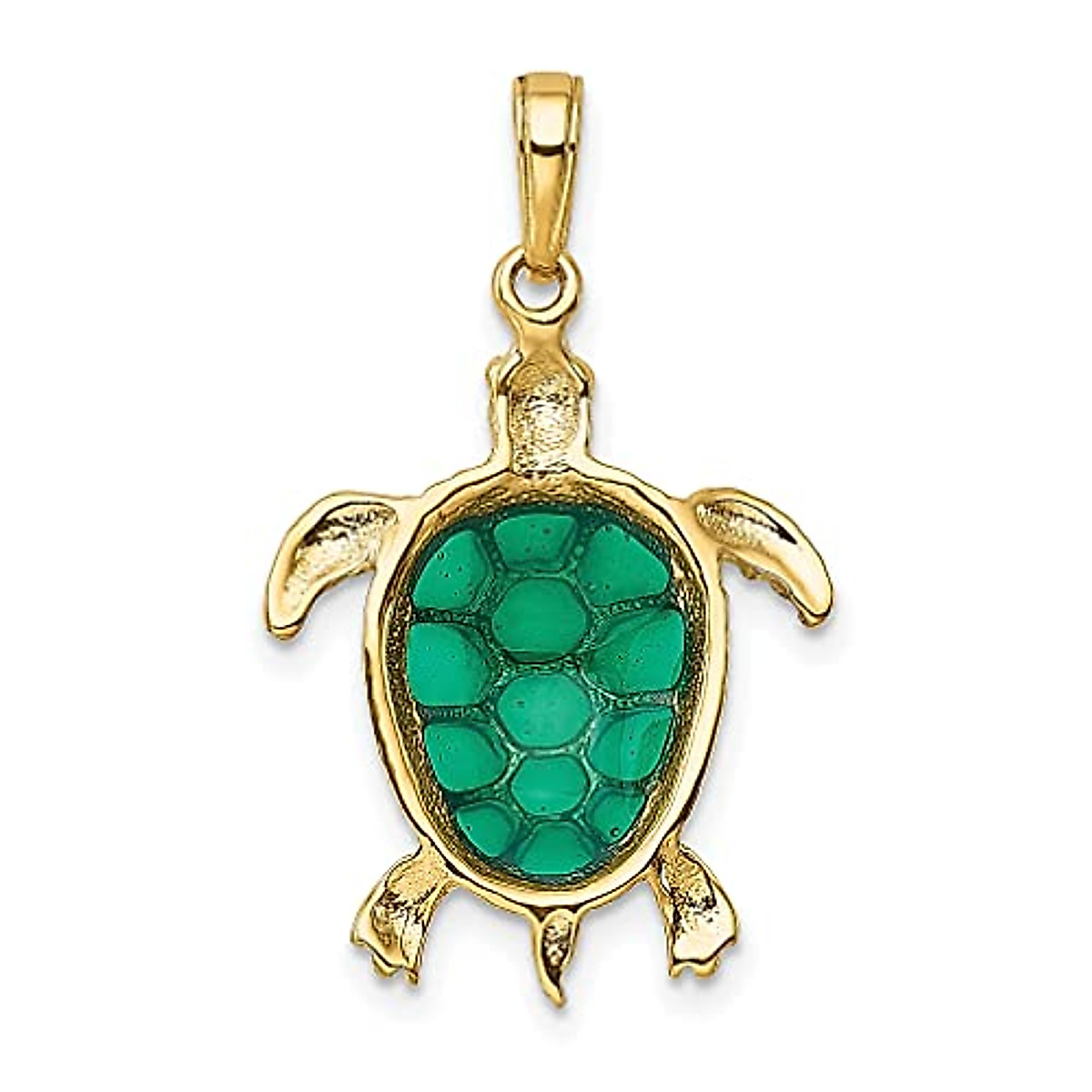 IceCarats 14K Yellow Gold Green Sea Turtle Necklace Charm Pendant 30mm x 18mm Only