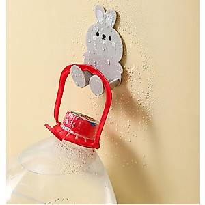 YIKANGHENG 4 Pcs Self Adhesive Plug Hooks, 4 Color Rabbit Design Plastic Plug Organizer Wall Hooks (4)