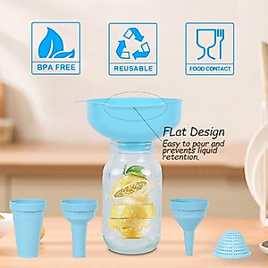 Delove 6-Piece Kitchen Funnel with Screw Spouts -Multi-Purpose Plastic Canning Funnels for Kitchen Use Filling Bottles Mason Jars- Wide Mouth Funnel Set with Strainer -Food Grade and BPA Free