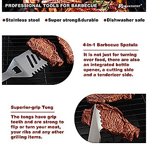 ROMANTICIST 20pc Heavy Duty BBQ Grill Tool Set in Case - The Very Best Grill Gift on Birthday Wedding - Professional BBQ Accessories Set for Outdoor Cooking Camping Grilling Smoking