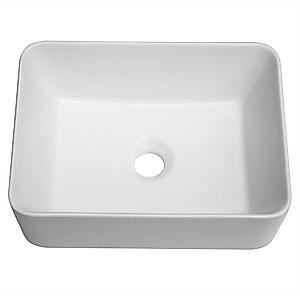 Vessel Sink Rectangular - Sarlai 16" x 12" Modern Rectangle Bathroom Sink Above Counter White Porcelain Ceramic Bathroom Vessel Vanity Sink Art Basin