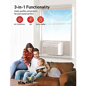 Window Air Conditioner, 8,000 BTU AC Unit for Room Window-Mounted AC with 4 Fan Speeds 5 Modes 24-Hour On/Off Timer Quiet Sleep Mode Remote Control AC Cooler up to 350 sq. ft