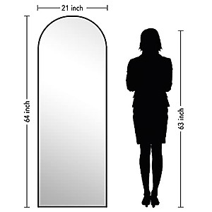 PexFix Full Length Mirror Sleek Arched-Top Standing Mirror Floor Mirror, Wall Mirror Standing, Leaning Hanging for Home, 65"x22", Black