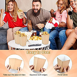 Worldity 150Pcs Popcorn Boxes, 22-27Oz Mini Paper Popcorn Box, Oil-Proof Kraft Paper Popcorn Bags, Popcorn Container for Movie Theater Carnival Birthday Party Supplies(3.54 x2.48 x5.35 Inch)
