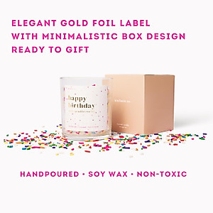Kindnote Co. Happy Birthday Candle for Women - 8oz Soy Candle, Vanilla Cake, Coconut, Buttercream Scent - Festive Sprinkles, Premium Design, Eco-Friendly, 40+ Hours Burn Time