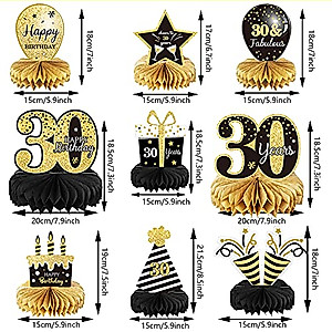 9 Pieces 30th Birthday Decoration 30th Birthday Centerpieces for Tables Decorations Cheers to 30 Years Honeycomb Table Topper for Men and Women Thirty Years Birthday Party Decoration Supplies(30th)
