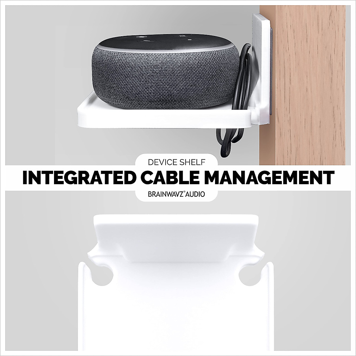 BRAINWAVZ Drill Free Wall Mount Shelf for Security Cameras, Baby Monitors, Speakers & More, Universal Holder, Strong Adheasive, Easy to Install, No Mess, Screwless (White)